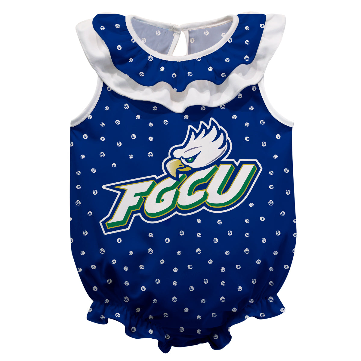 FGCU Eagles Swirls Blue Sleeveless Ruffle Bodysuit Logo — Vive La Fête ...