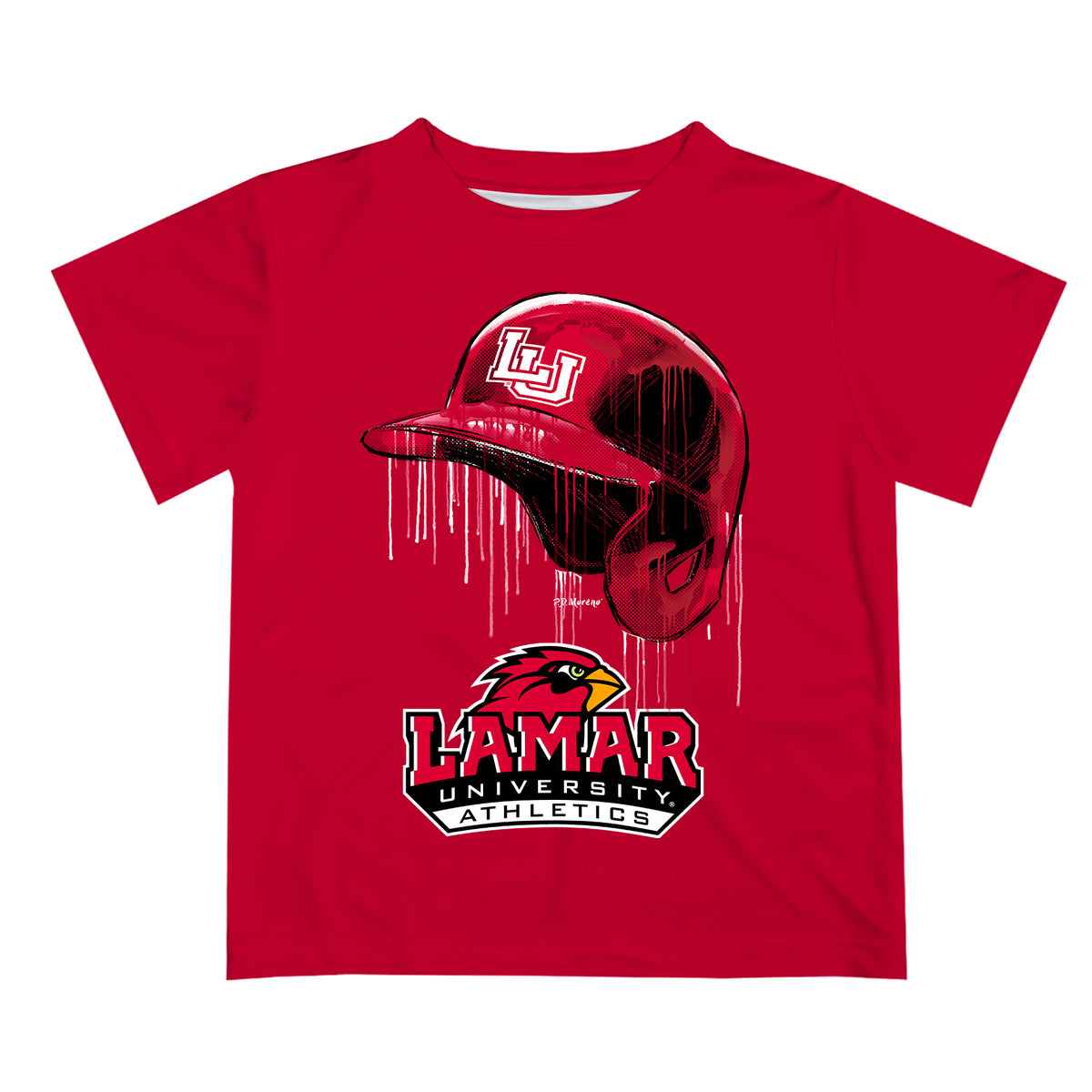 Lamar Cardinals Original Dripping Baseball Helmet Red T-Shirt by Vive ...