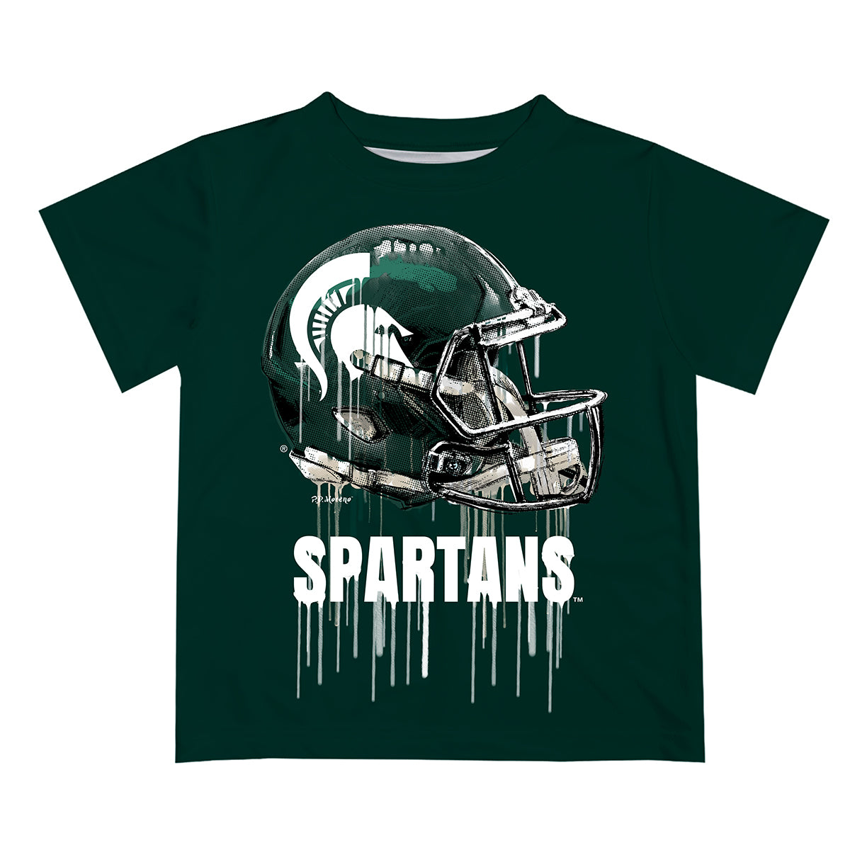 Michigan State Spartans Original Dripping Football Helmet T-Shirt by V ...