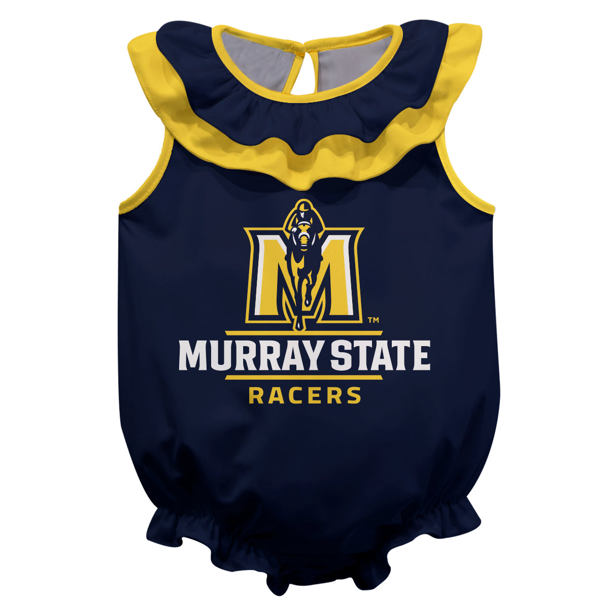 Murray State Racers Blue and Gold Sleeveless Ruffle Bodysuit Logo ...