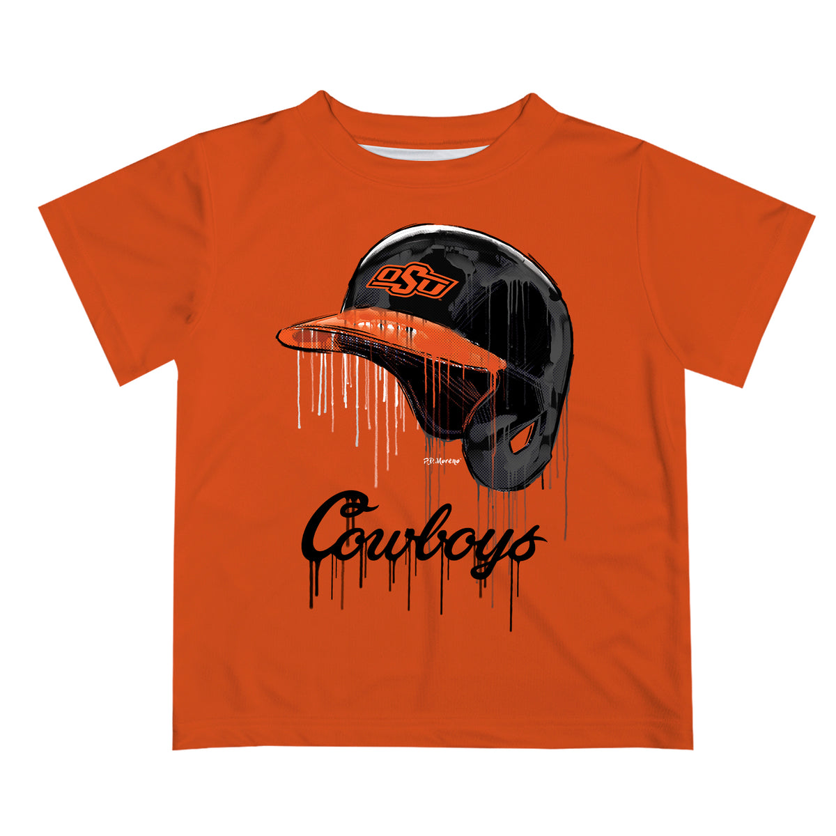 OSU Cowboys Original Dripping Baseball Helmet Orange T-Shirt by Vive L ...