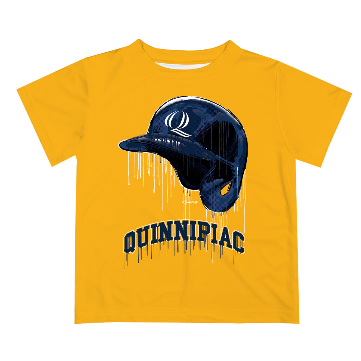 Quinnipiac Bobcats Original Dripping Baseball Helmet Gold T-Shirt by V ...