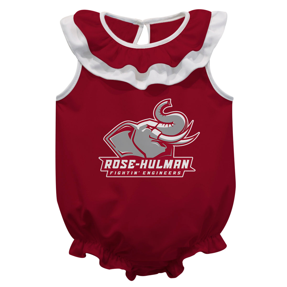 Rose Hulman Fightin' Engineers Maroon Sleeveless Ruffle Bodysuit Logo ...