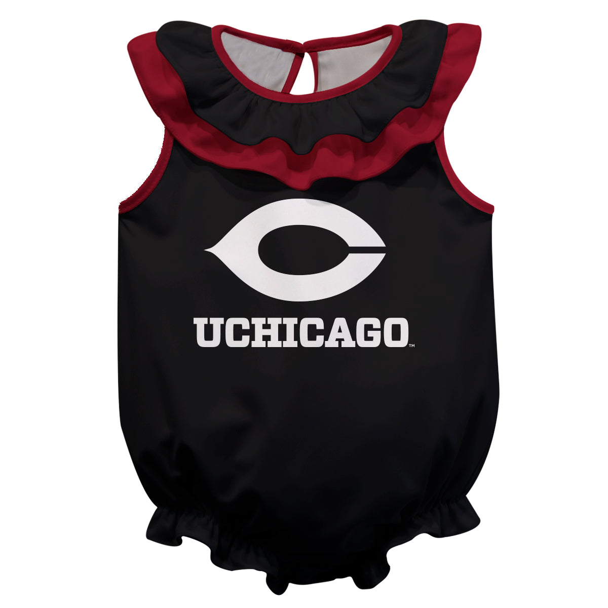 University of Chicago Maroons Black Sleeveless Ruffle Bodysuit Mascot ...