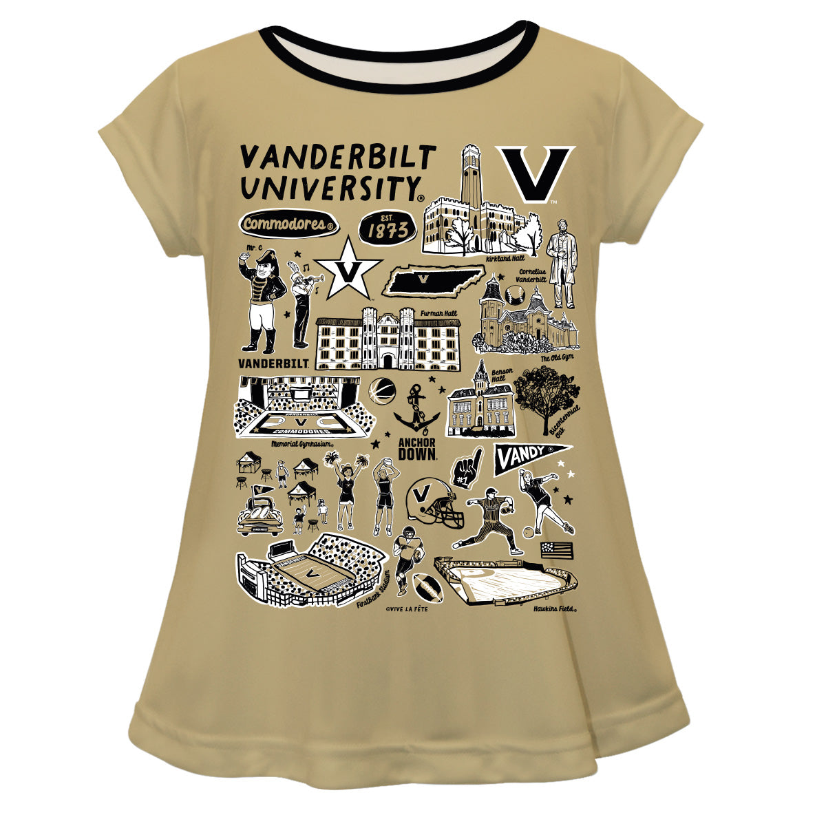 Vanderbilt University Commodores Hand Sketched Vive La Fete Impression ...