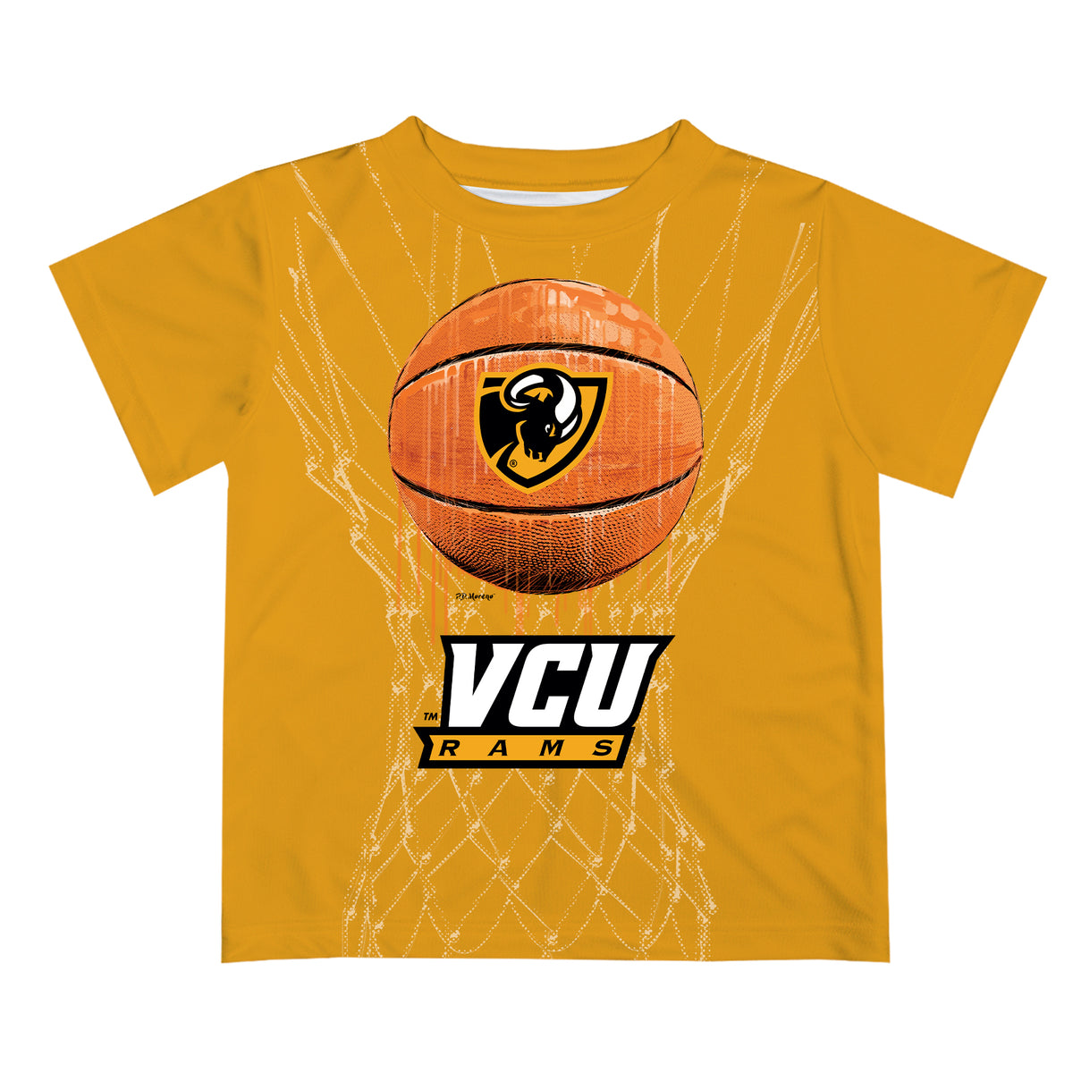 VCU Rams Virginia Commonwealth U Original Dripping Basketball Gold T-S ...