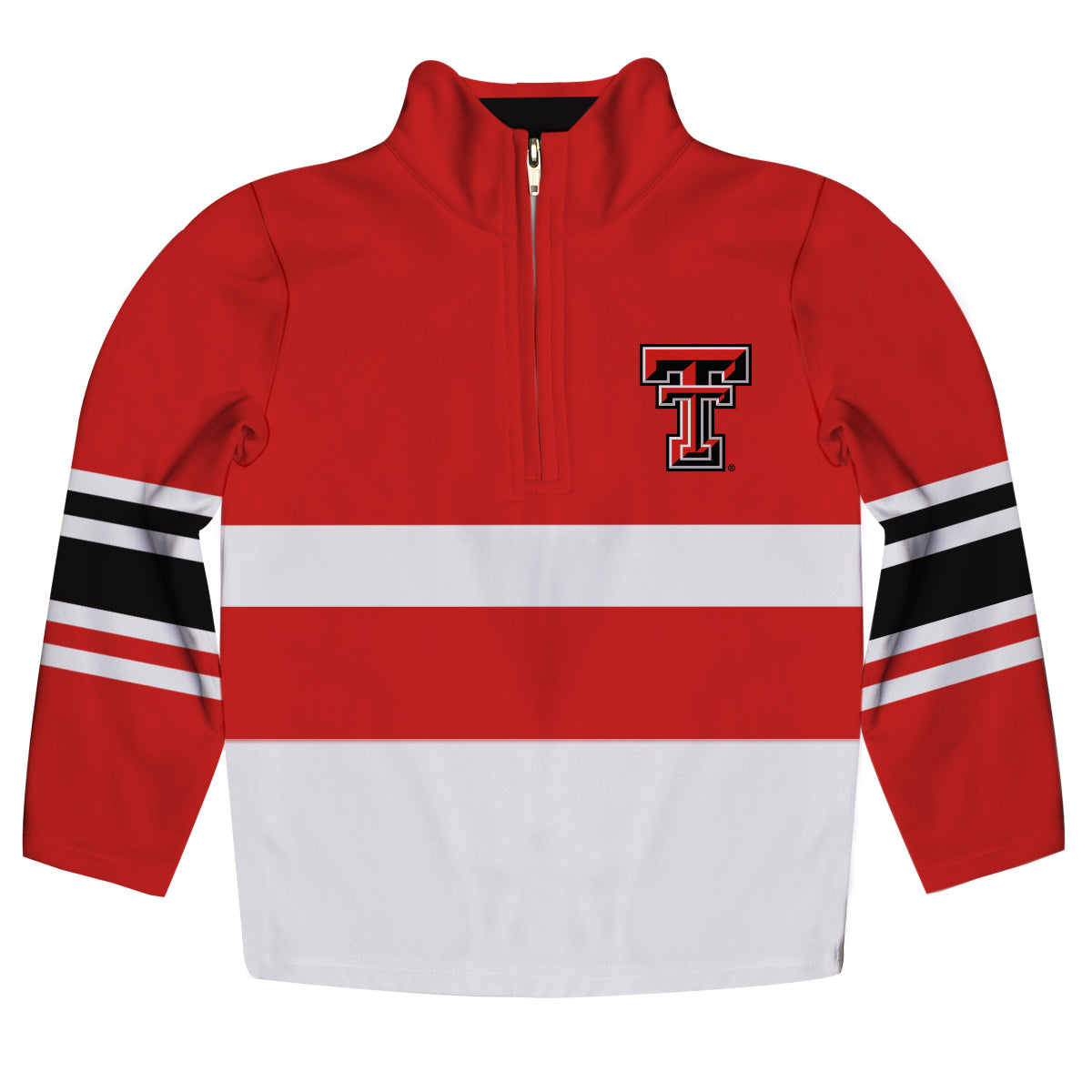 Texas Tech Logo Stripes Red Long Sleeve Quarter Zip Sweatshirt — Vive ...