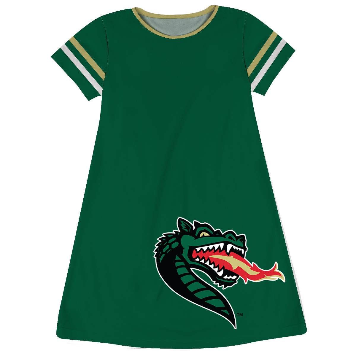 UAB Blazers Big Logo Green Stripes Short Sleeve A Line Dress — Vive La ...